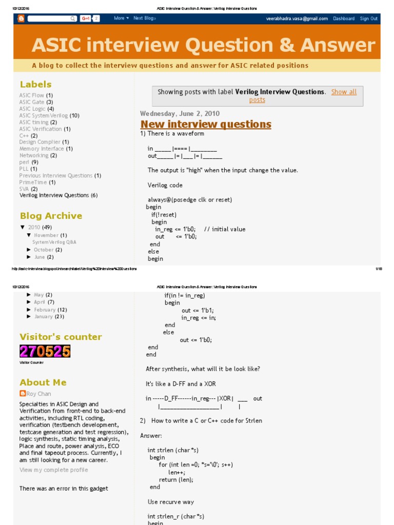 ASIC Interview Question & Answer - Verilog Interview Questions | PDF | Digital Electronics ...