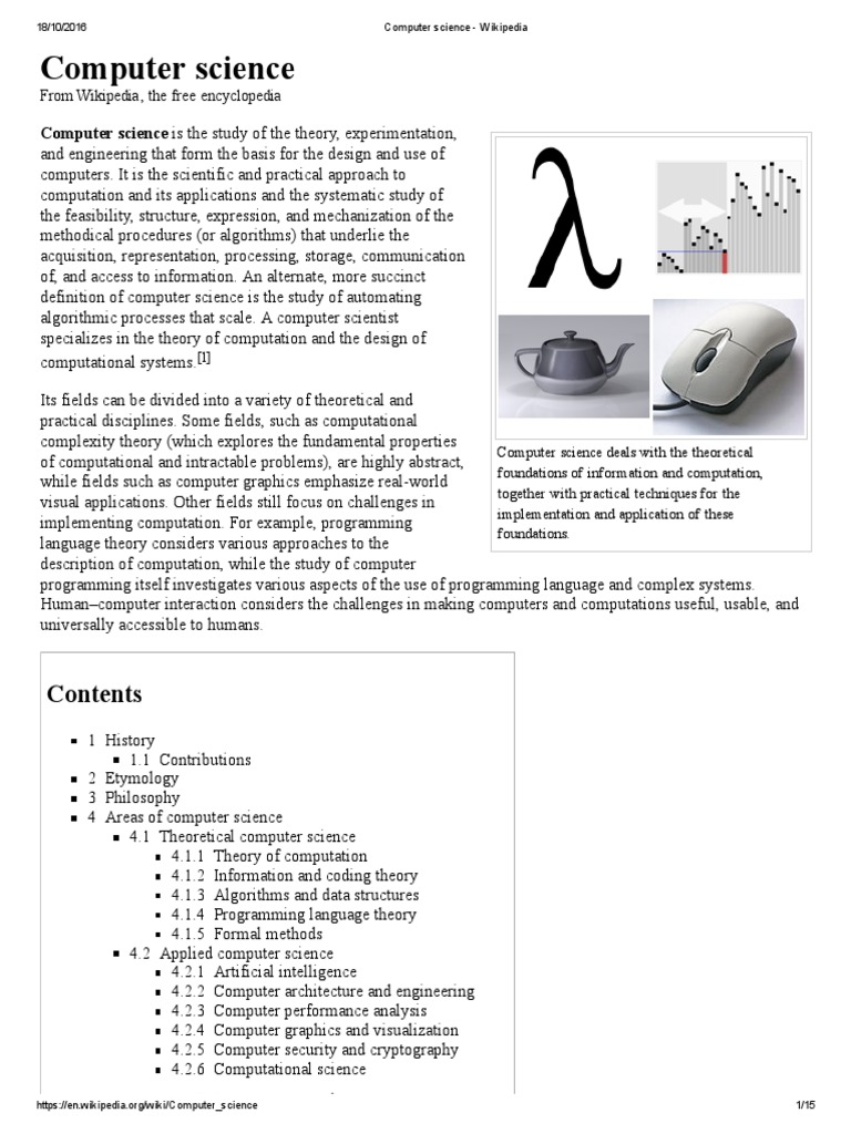 Computer Science: From Wikipedia, The Free Encyclopedia | PDF ...