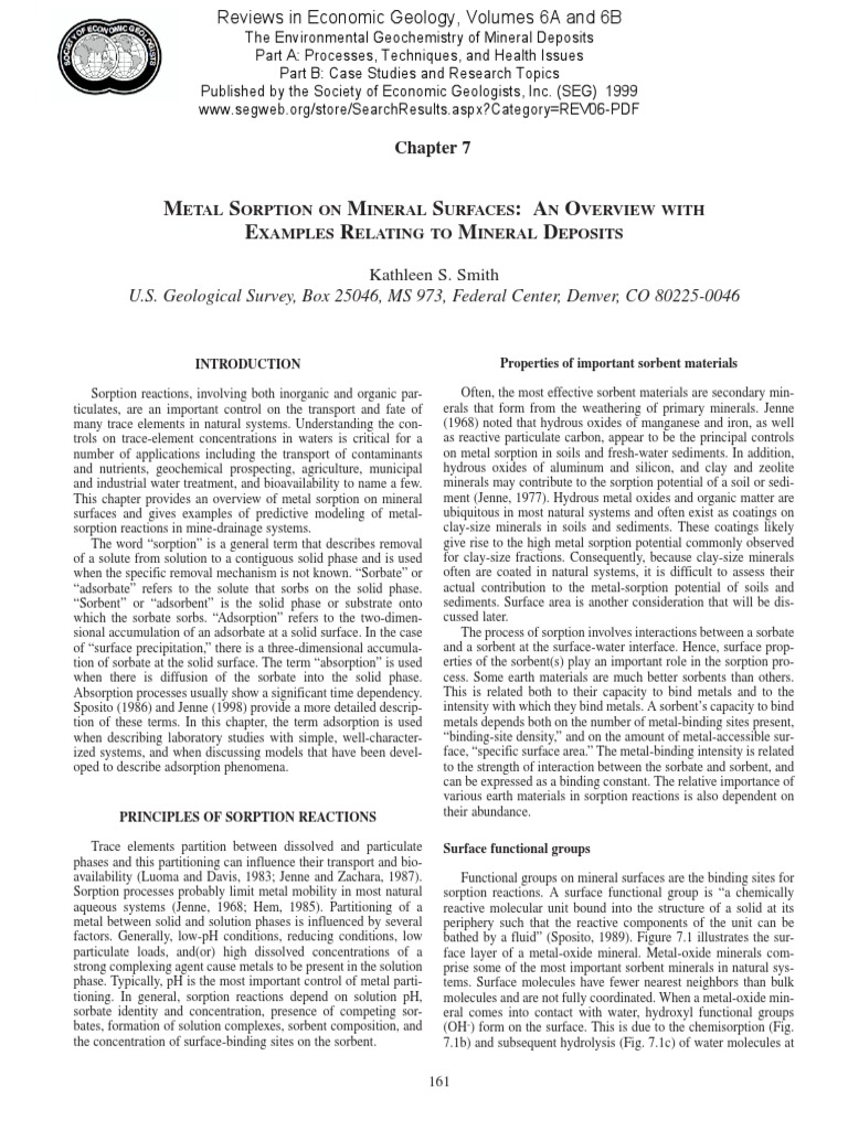 Metal Sorption On Mineral | PDF | Adsorption | Ion