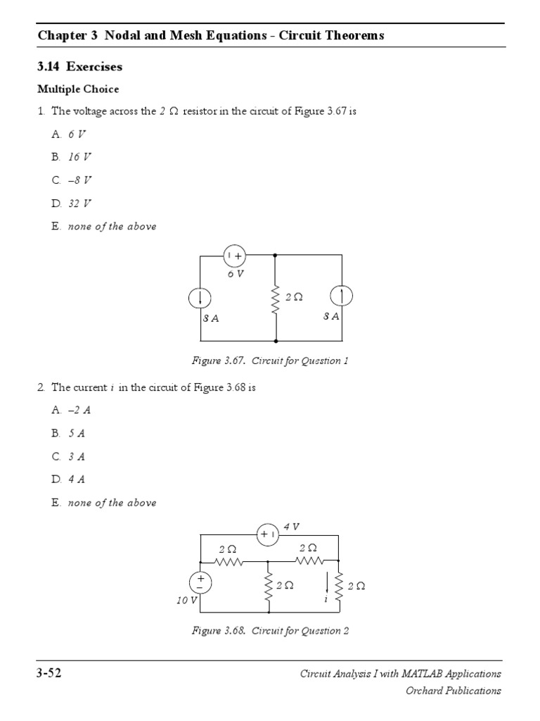 Chapter 3 Nodal and Mesh Equations - Circuit Theorems 3.14 Exercises ...
