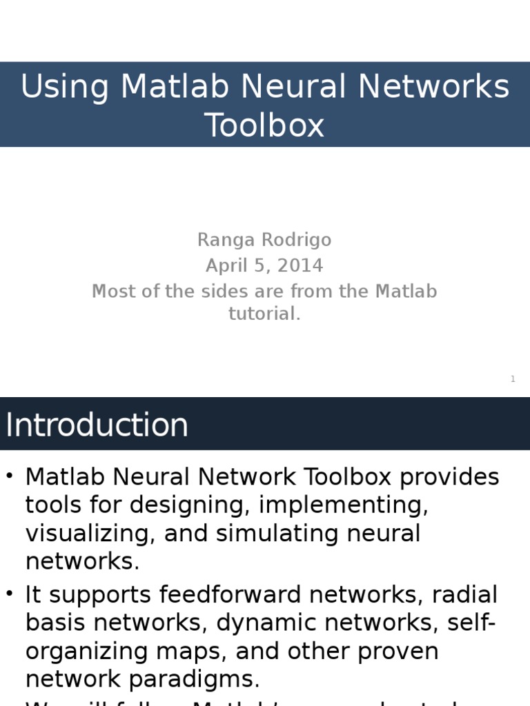 L09 Using Matlab Neural Networks Toolbox Pdf Sensitivity And Specificity Artificial Neural