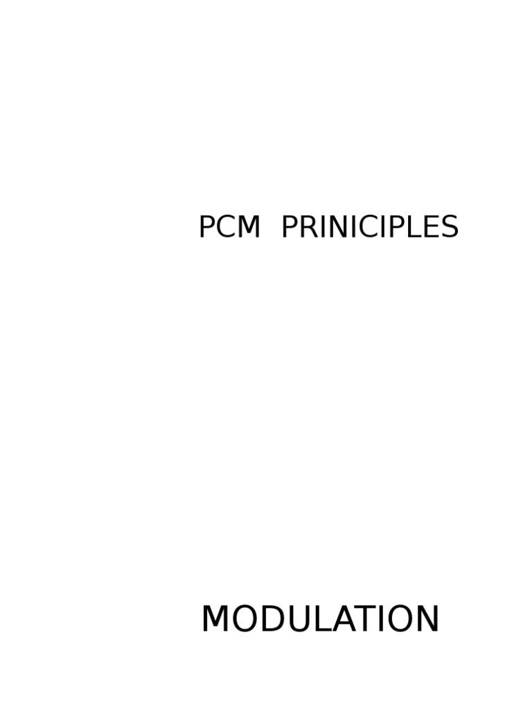 PCM Priniciples | PDF | Multiplexing | Modulation