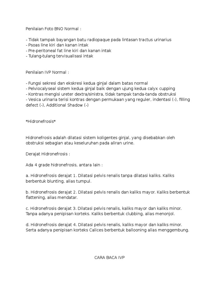 Penilaian Foto BNO dan IVP Normal | PDF