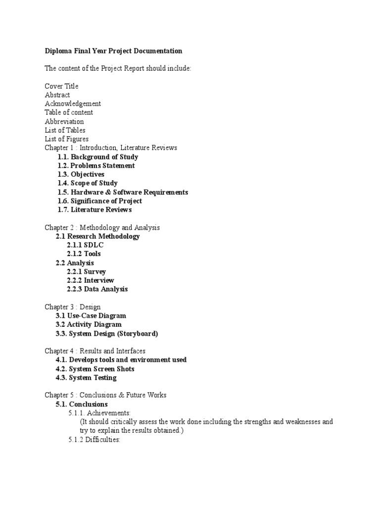 Diploma Final Year Project Documentation | PDF | Systems Science ...