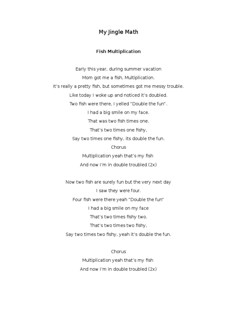 My Jingle Math: Fish Multiplication | PDF