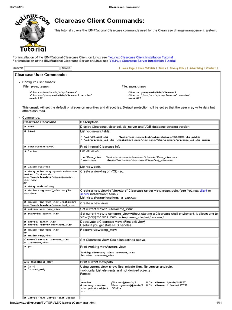 Clearcase Commands | PDF | Windows Registry | Areas Of Computer Science