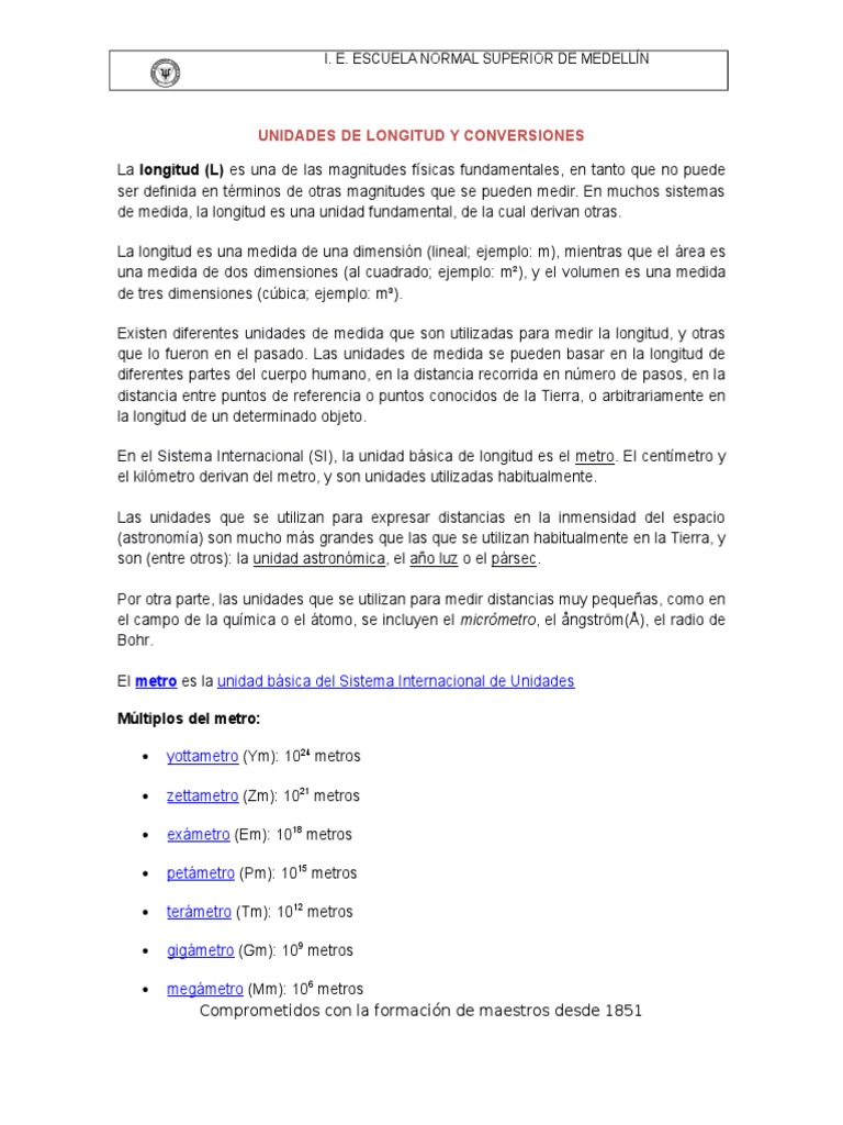 Unidades de Longitud y Conversiones | PDF | Longitud | Volumen
