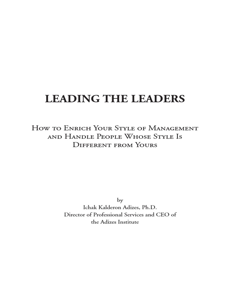 Leading - The Leaders Sample CH PDF | PDF | Leadership | Master Of ...