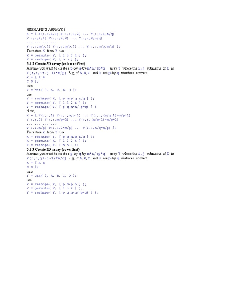 6.1.2 Create 3D Array (Columns First) | PDF