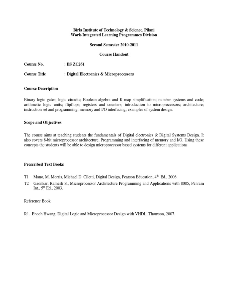 Digital Electronics and Microprocessors | PDF | Logic Gate | Digital Electronics
