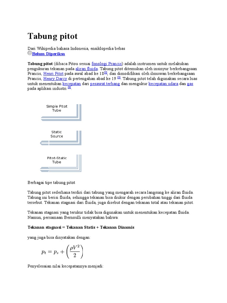 Tabung Pitot | PDF | Pengelolaan Keuangan & Uang