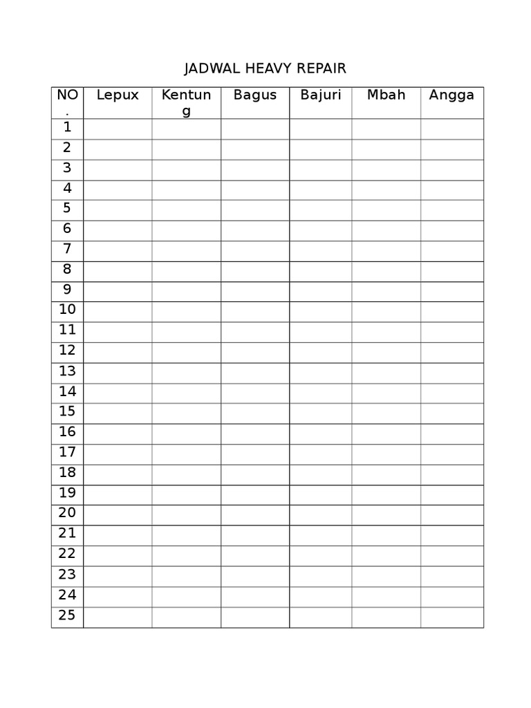 Jadwal Heavy Repair | PDF