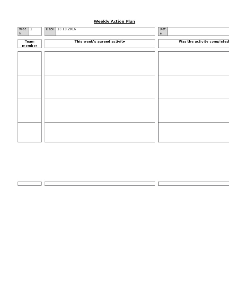 Weekly Action Plan | PDF