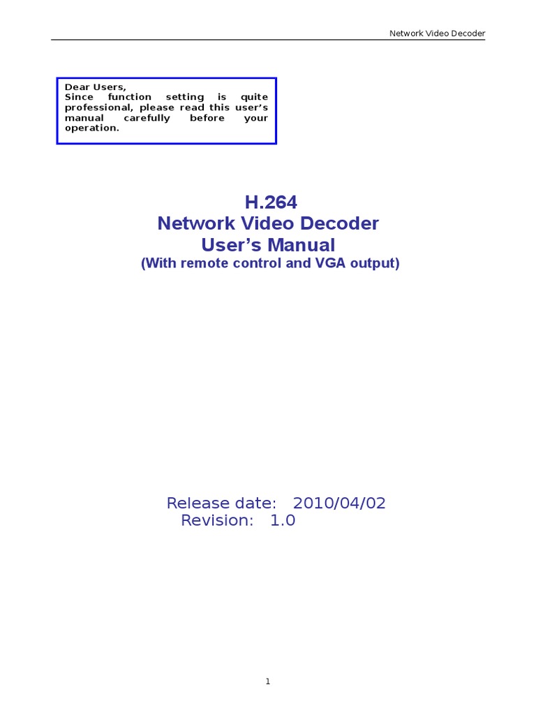9300 Decoder User Manual-V1.0 | PDF | Port (Computer Networking) | Ip ...