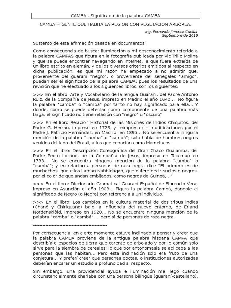 Camba Significado Mi Teoría | PDF | Palabra | Lengua española