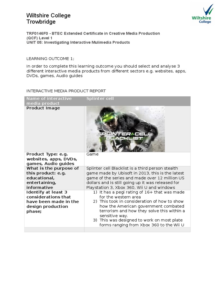 L1 U5 Learning Outcome 1 Pdf