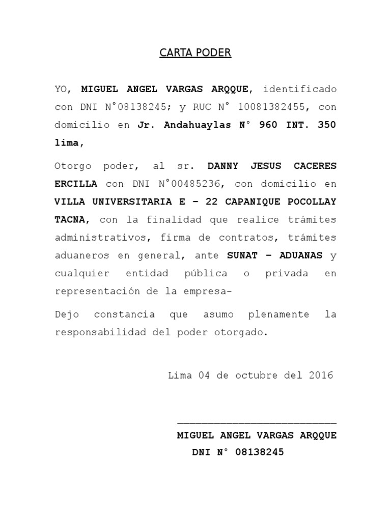 Carta Poder 11 | PDF