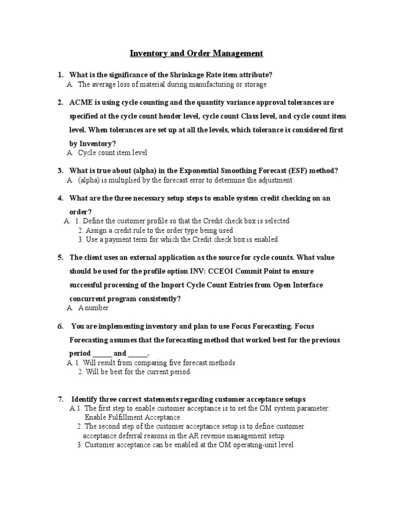 Inventory Questions | PDF | Inventory | Computing