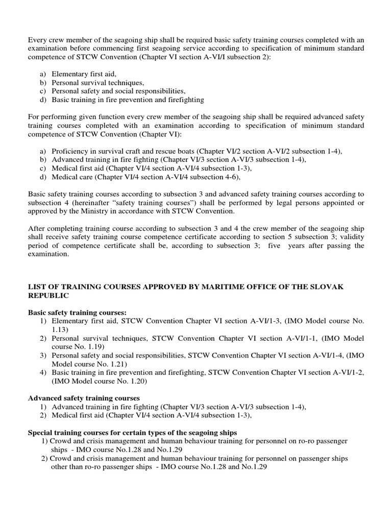 Approved Training Courses | PDF