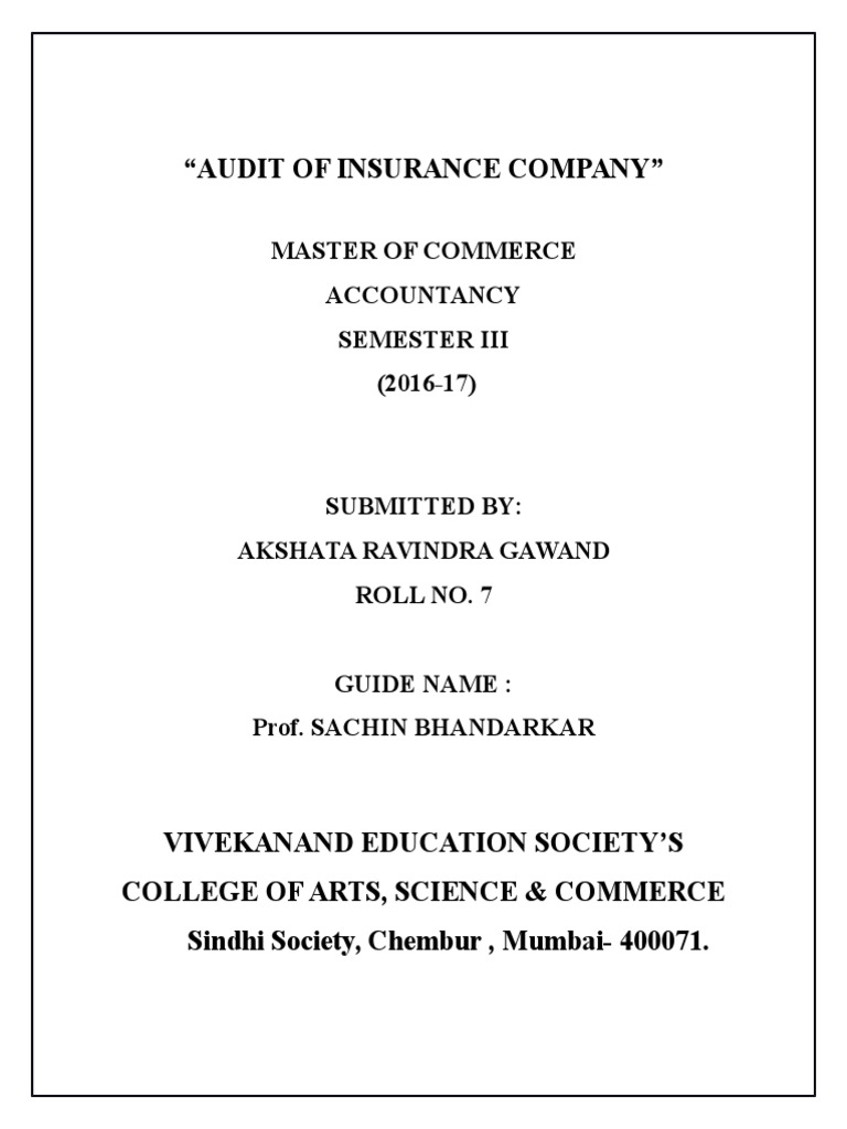 Insurance Company Audit Overview | PDF | Finance & Money Management