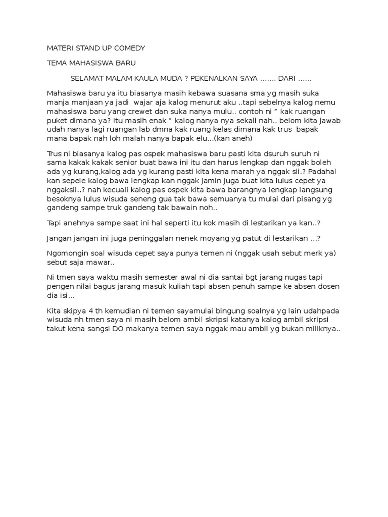 Materi Stand Up Comedy | PDF