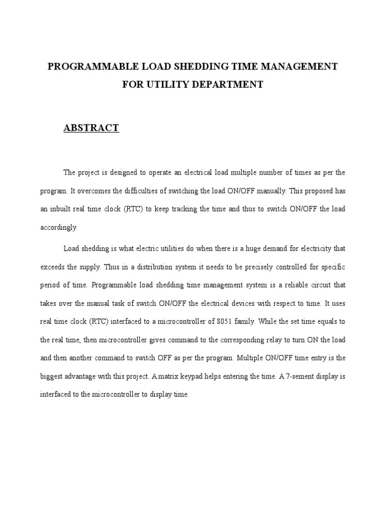 RTC Based Load Shedding | PDF | Relay | Switch