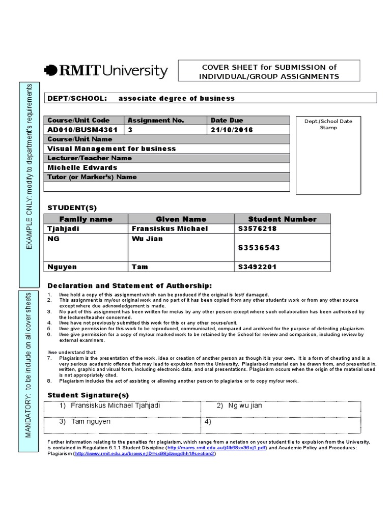 Course/Unit Code Assignment No. Date Due Course/Unit Name Lecturer/Teacher Name Tutor (Or Marker ...