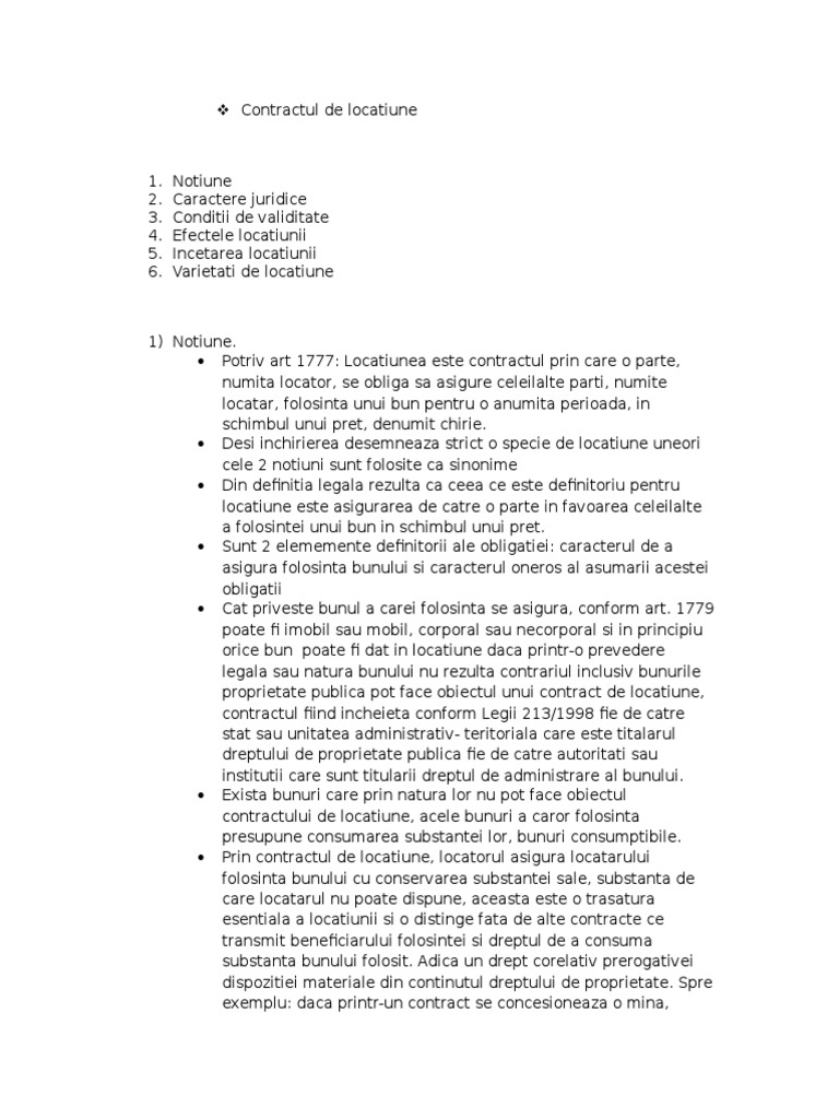 Contractul de Locatiune | PDF