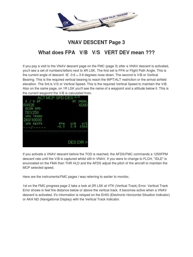 VNAV Descent and Vertical Navigation Guide | PDF | Navigation ...
