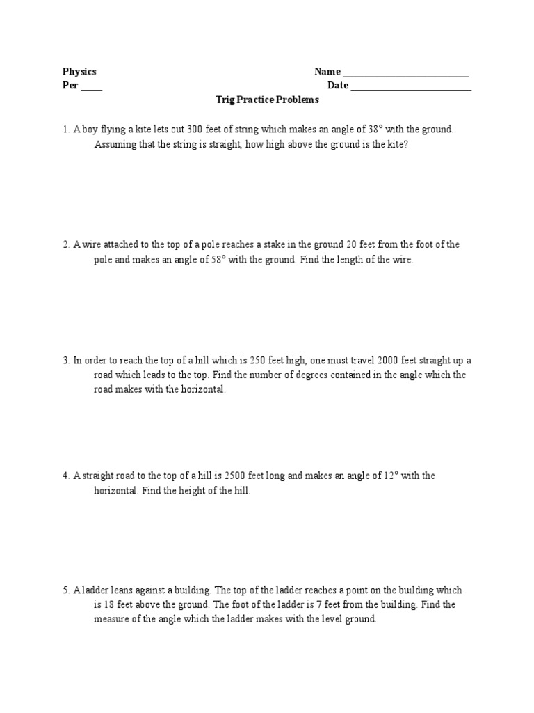 Trig Practice Problems | PDF