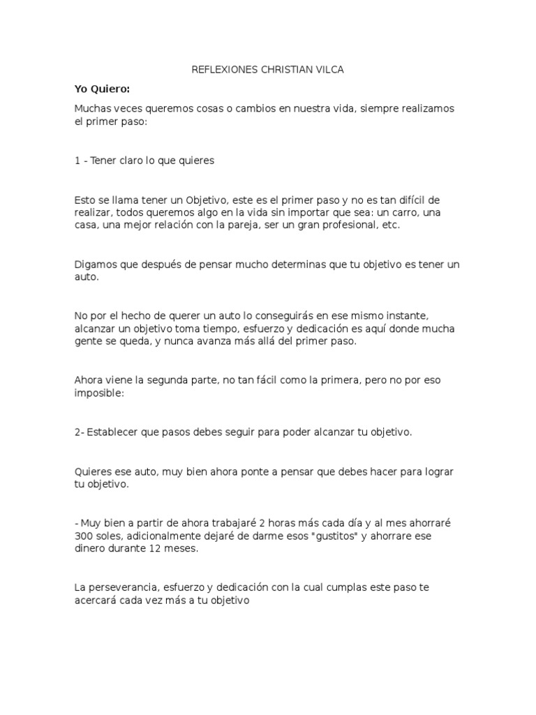 Reflexiones Christian Vilca | PDF | Relaciones personales, crianza y ...