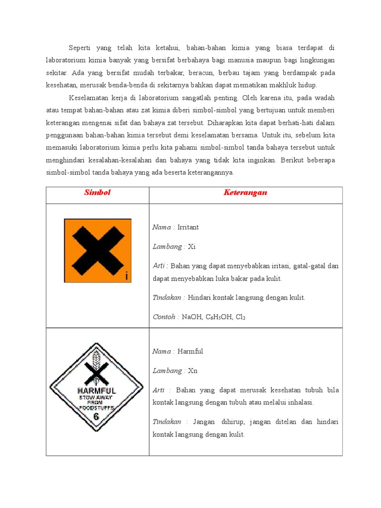 Simbol Bahan Kimia Berbahaya | PDF