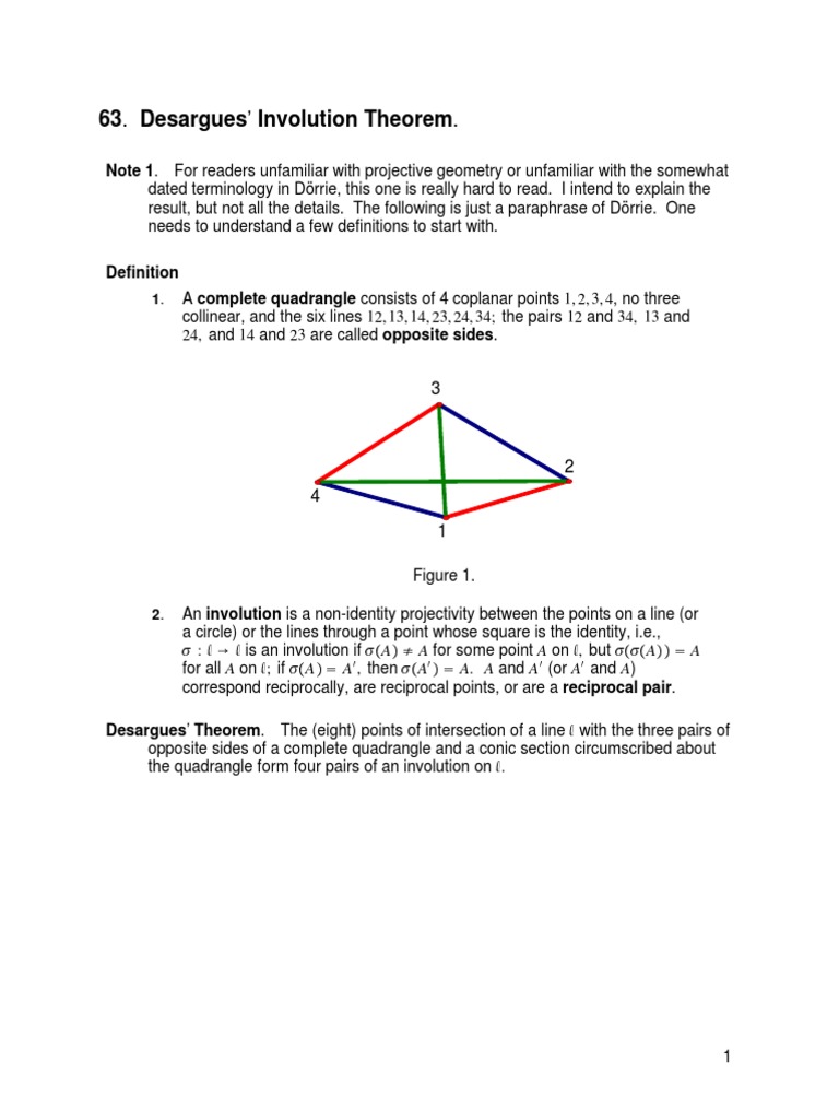 Desargues' Involution Theorem Explained | PDF | Projective Geometry ...