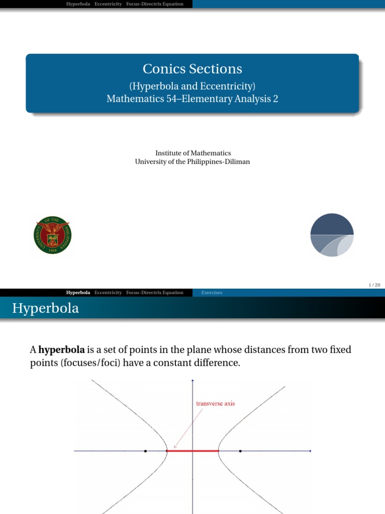 08 Hyperbola and Focus-Directrix Equation - Handout | PDF | Ellipse ...