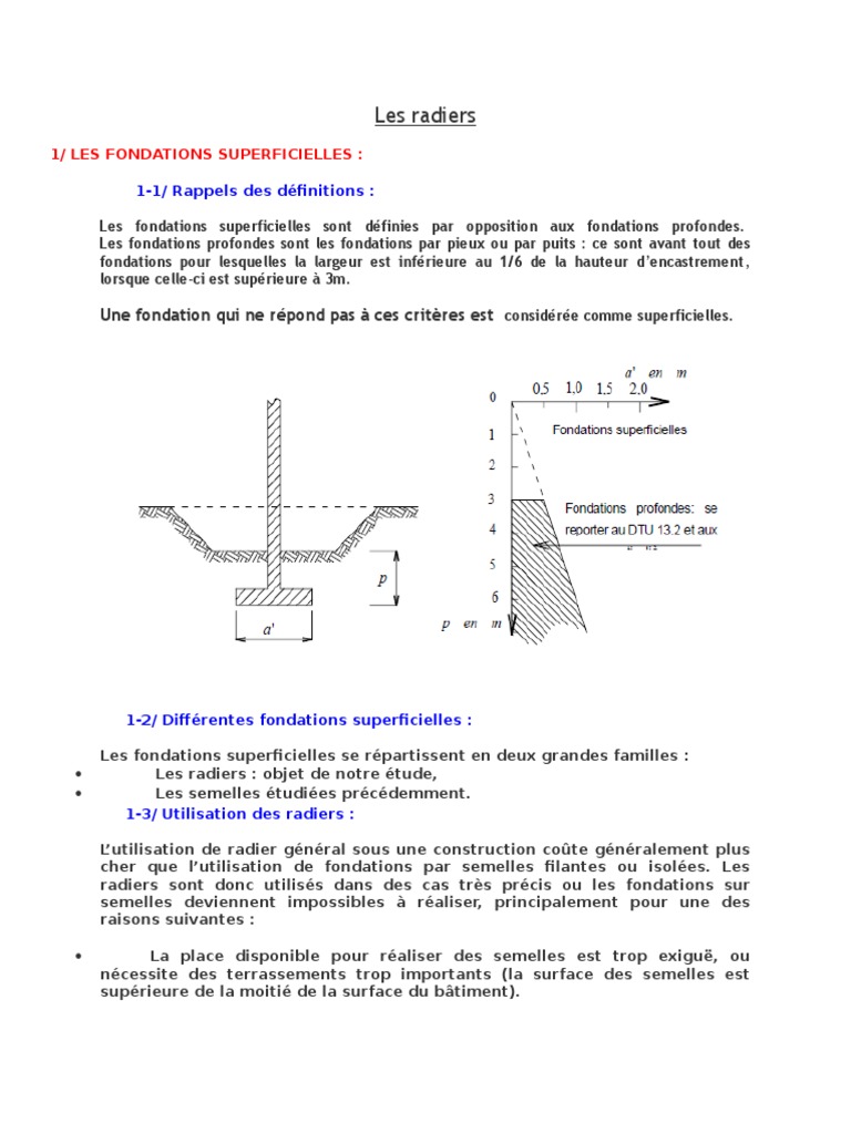 Calcul et Utilisation des Radiers | PDF | Fondation (construction) | Ingénierie des structures