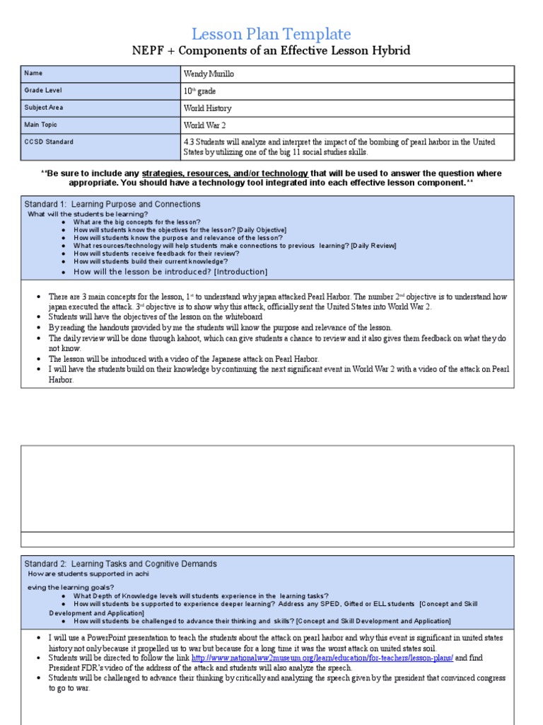 World War 2 Lesson Plan: Pearl Harbor | PDF | Education Theory | Teaching