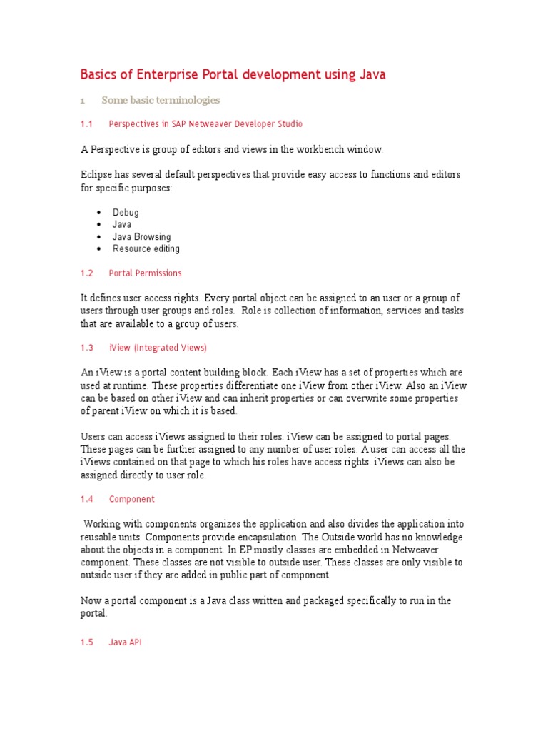 Basics Of Enterprise Portal Development Using Java Pdf Application Programming Interface