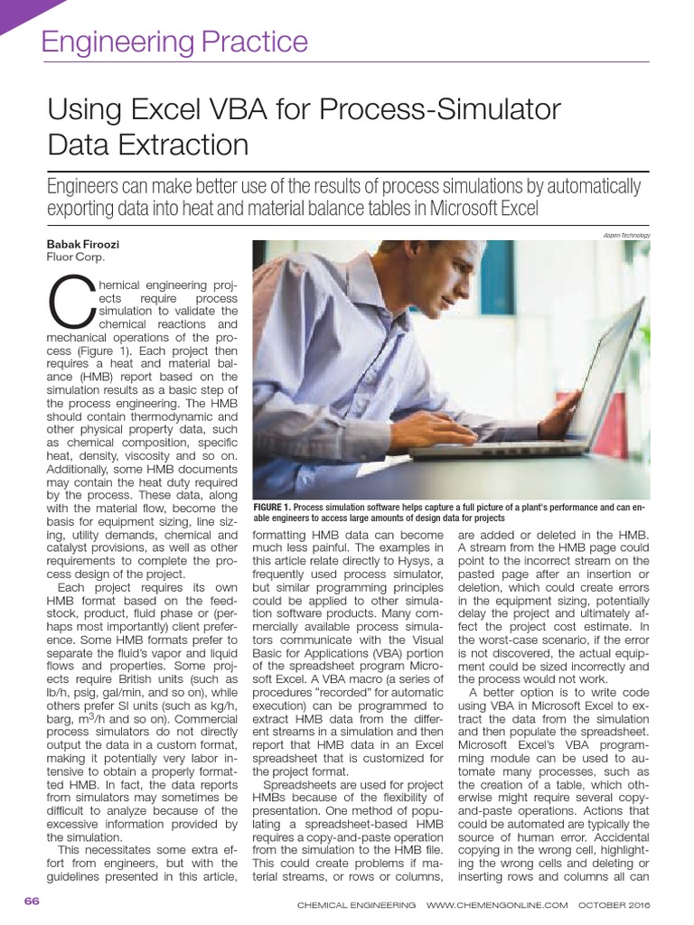 Using Excel Vba For Process Simulator Data Extraction Pdf Microsoft Excel Spreadsheet