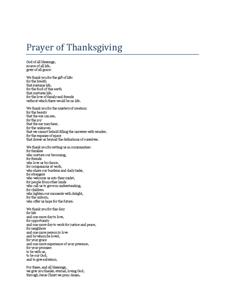 Prayer of Thanksgiving | PDF