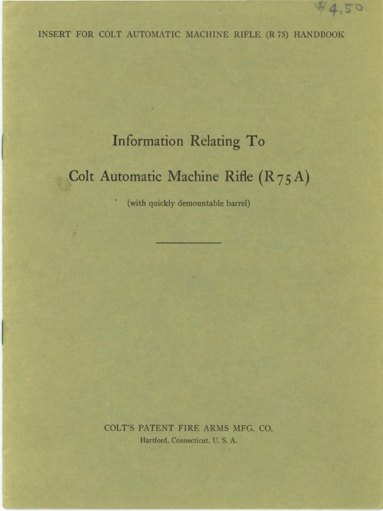 Colt Automatic Machine Rifle R75A (BAR) PDF | PDF | Military Equipment ...