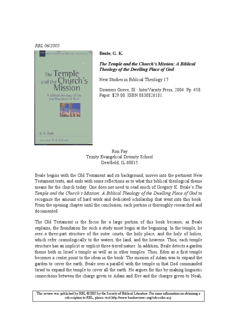 Beale's Temple and Church Mission Review | PDF | New Testament | Temple ...