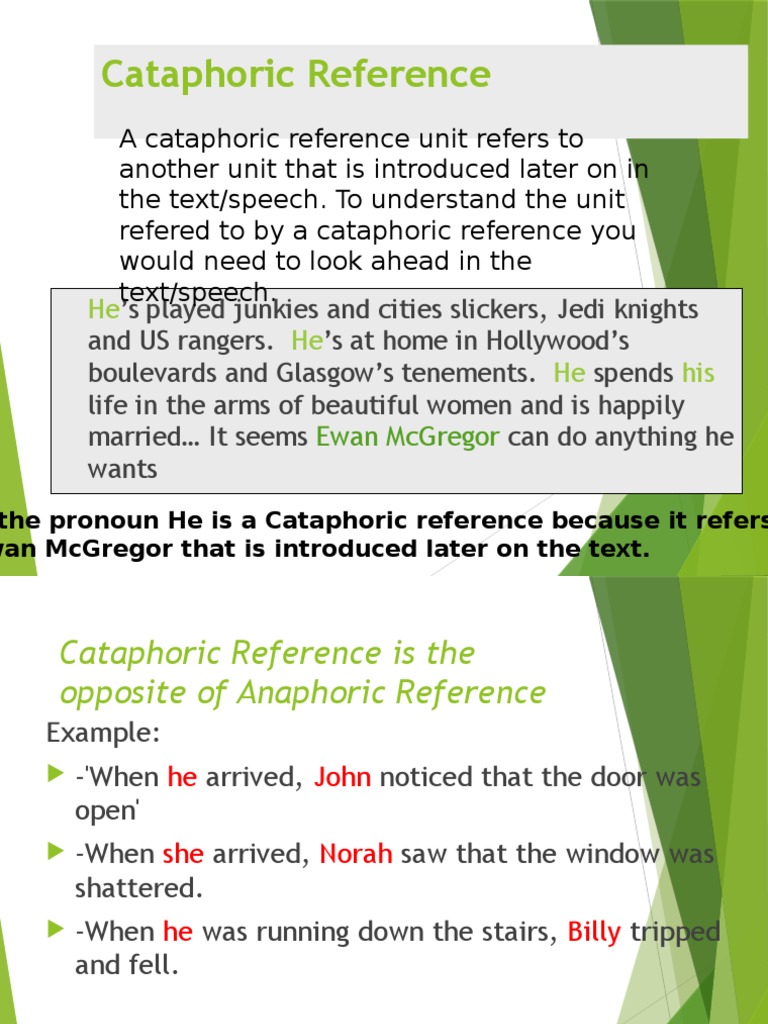 Anaphoric vs. Cataphoric Reference Explained | PDF | Language Arts ...