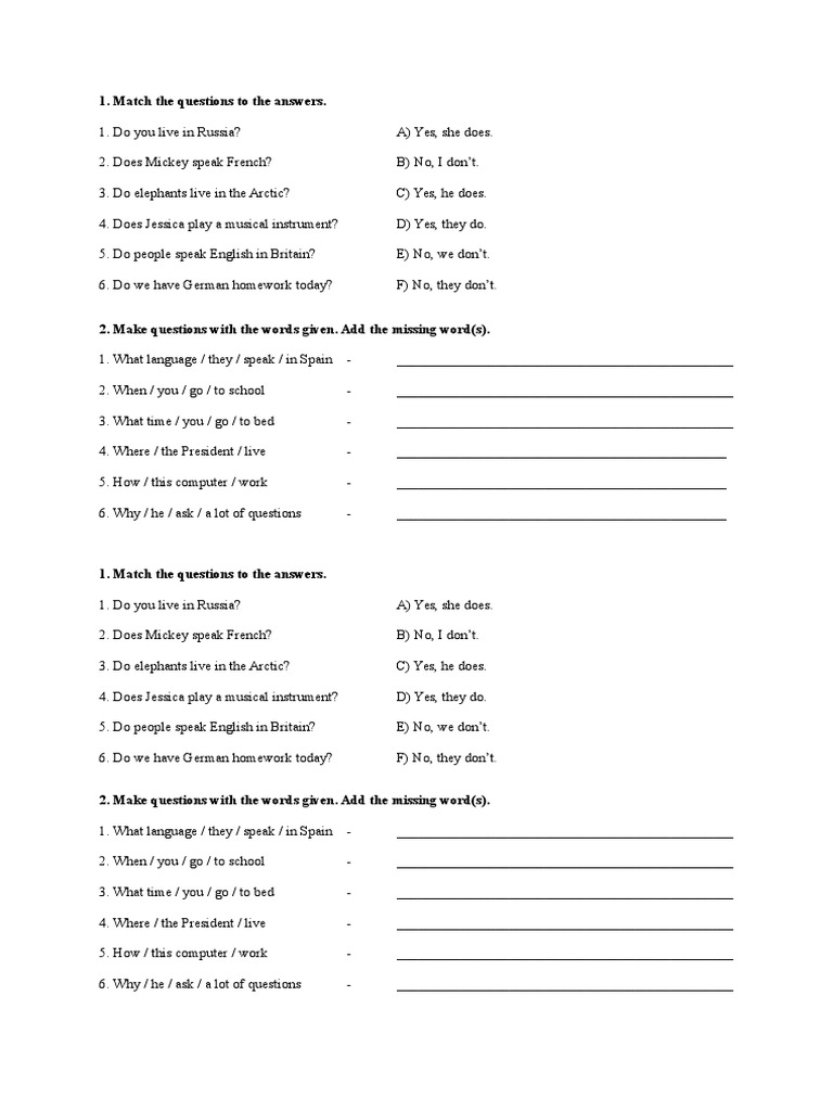 Match The Questions To The Answers | PDF