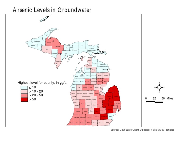 Michigan County Arsenic Map
