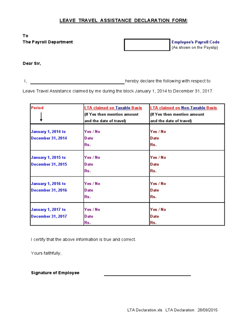 LTA Declaration Form Submission | PDF