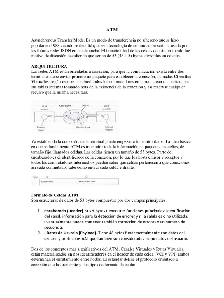 Protocolo ATM | PDF | Conmutador de red | Red de computadoras