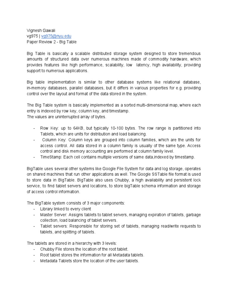 BigTable: Scalable Distributed Storage | PDF | Computer Data Storage | Databases