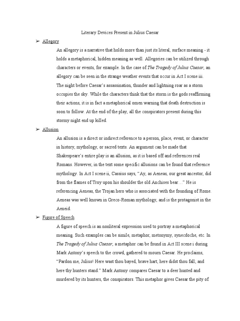 Literary Devices in Julius Caesar | PDF | History | Classics
