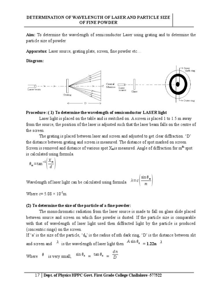 1.laser Wavelength | PDF | Wavelength | Diffraction