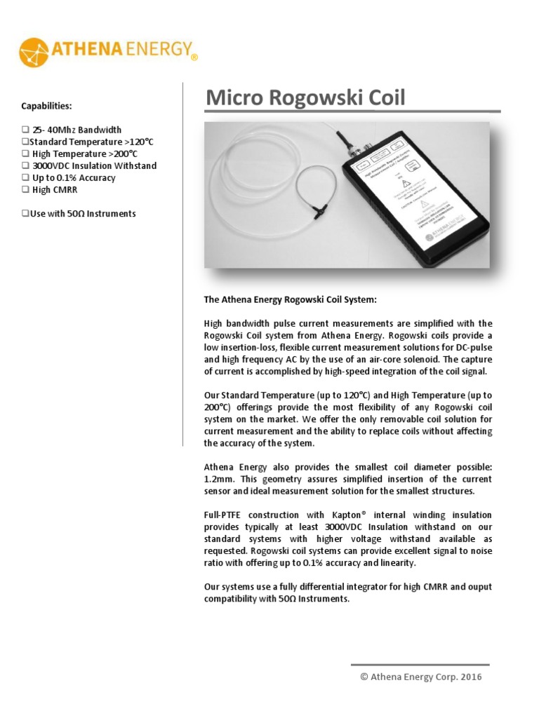 High-Temp Micro Rogowski Coils | PDF | Inductor | Signal To Noise Ratio